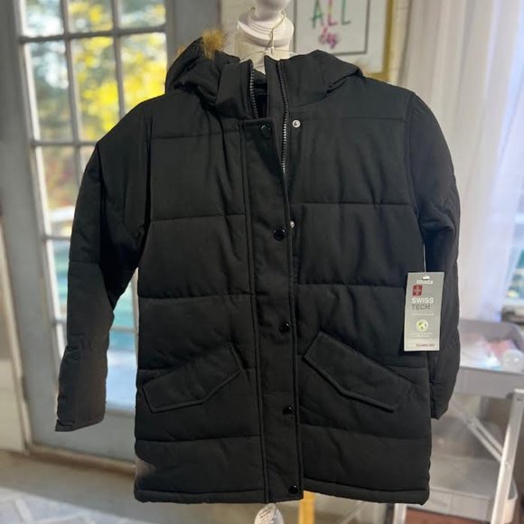 Swiss Tech | Jackets & Coats | Nwt Boys Swiss Tech Black Puffer Parka ...
